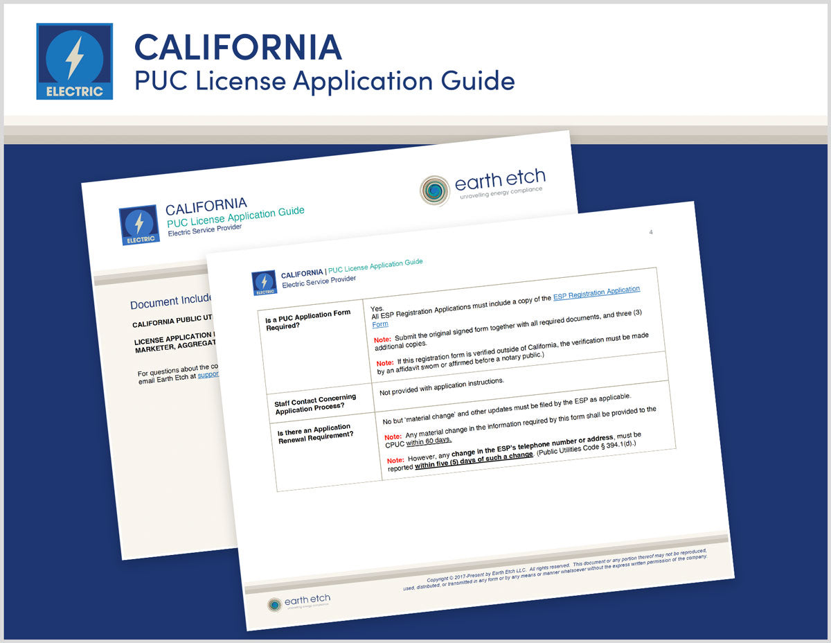California PUC License Application Guide (Electric) – Earth Etch