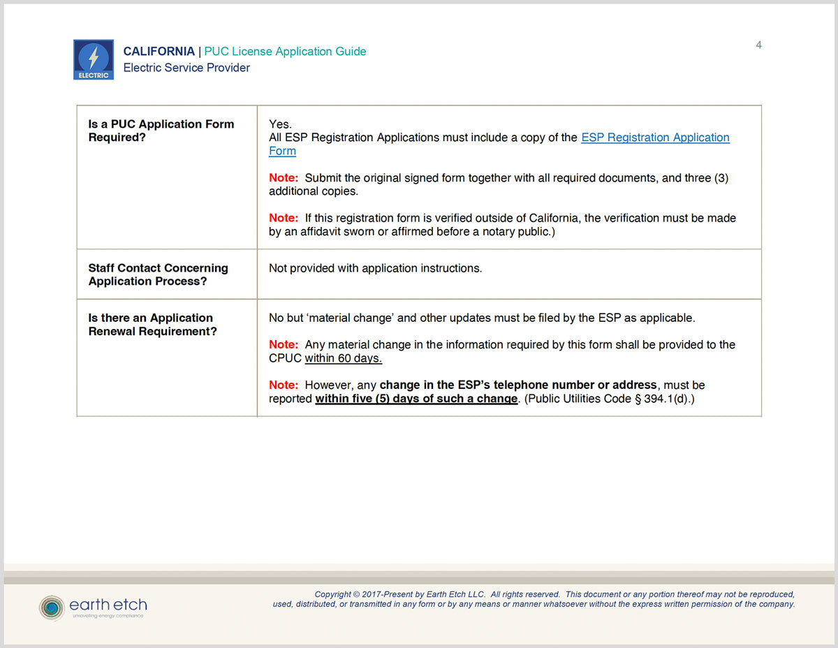 California PUC License Application Guide (Electric) – Earth Etch