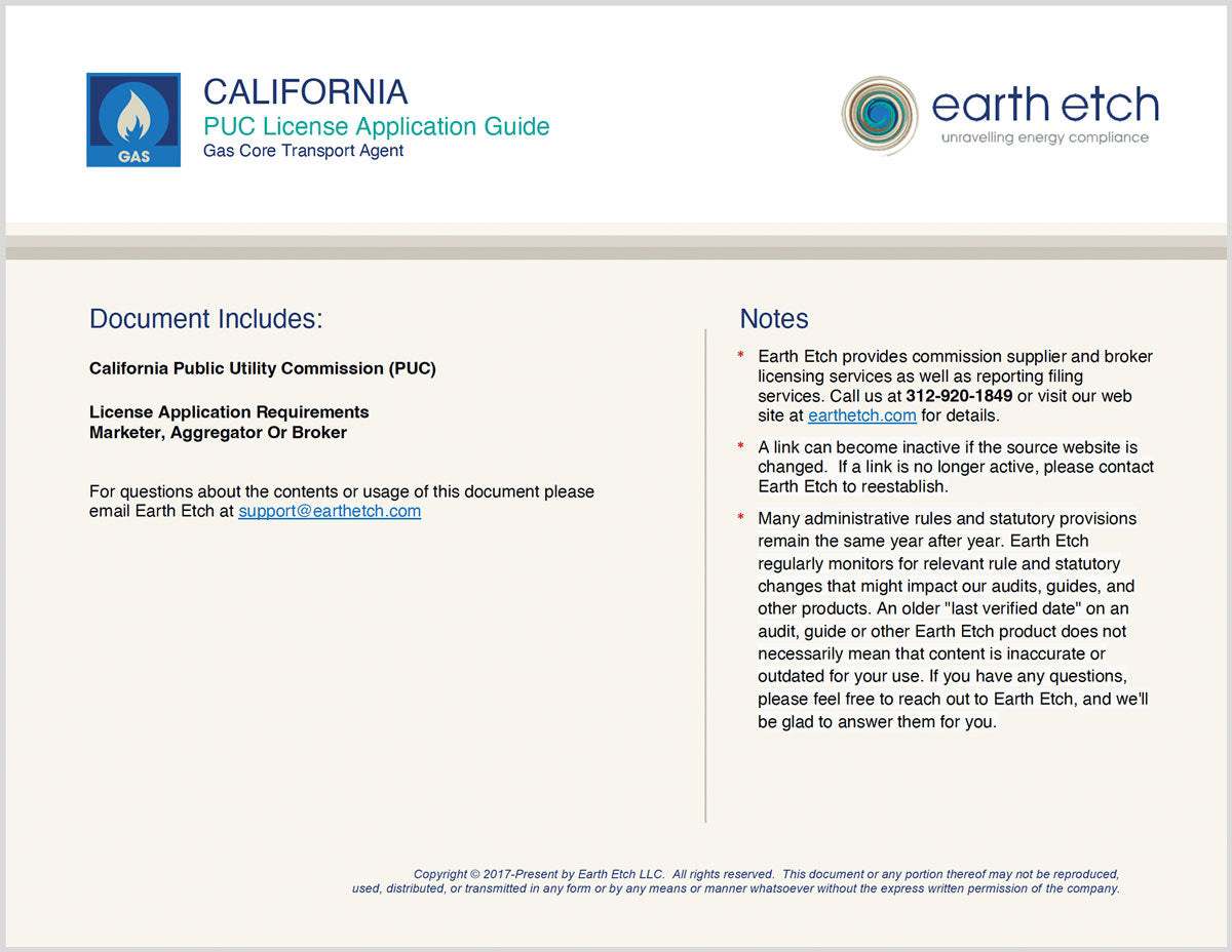 California PUC License Application Guide for Gas Core Transport Agents ...