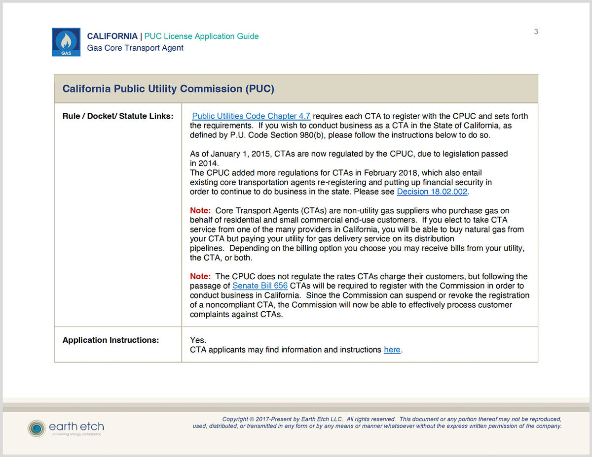 California PUC License Application Guide for Gas Core Transport Agents ...
