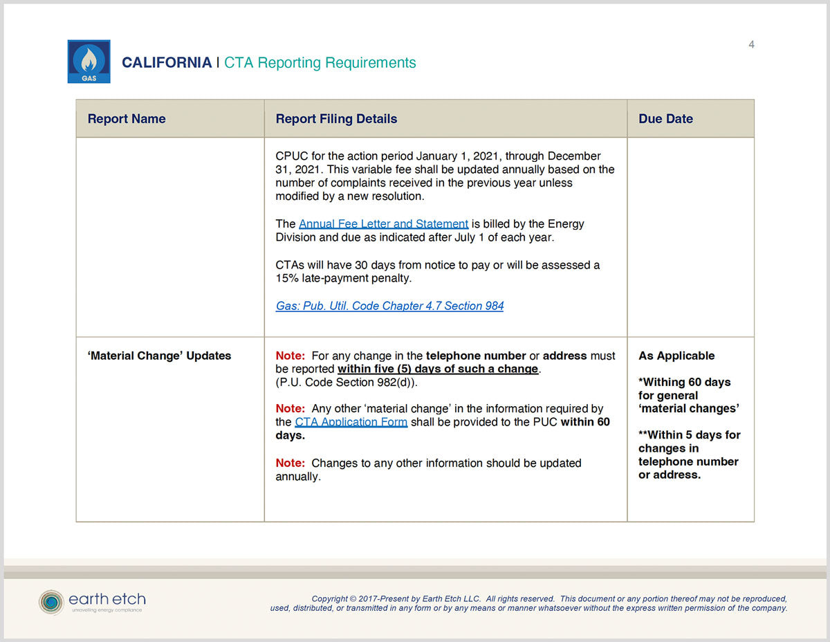 California Reporting Requirements Guide for Core Transport Agents (Gas ...