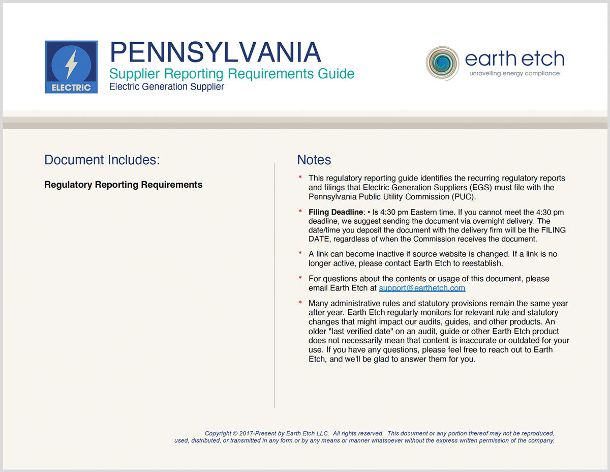 Pennsylvania PUC License Application Guide (Electric) – Earth Etch