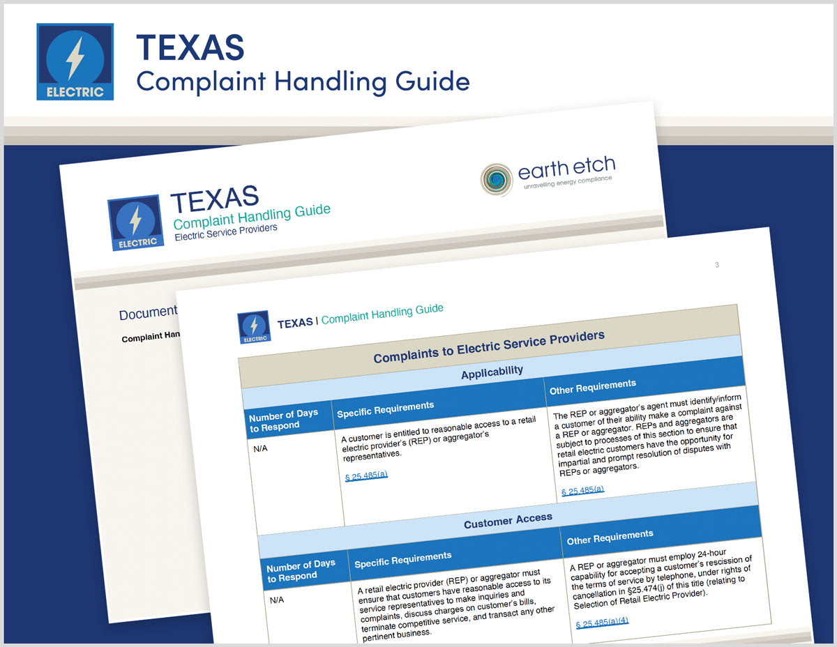 Texas Complaint Handling Guide (Electric) – Earth Etch