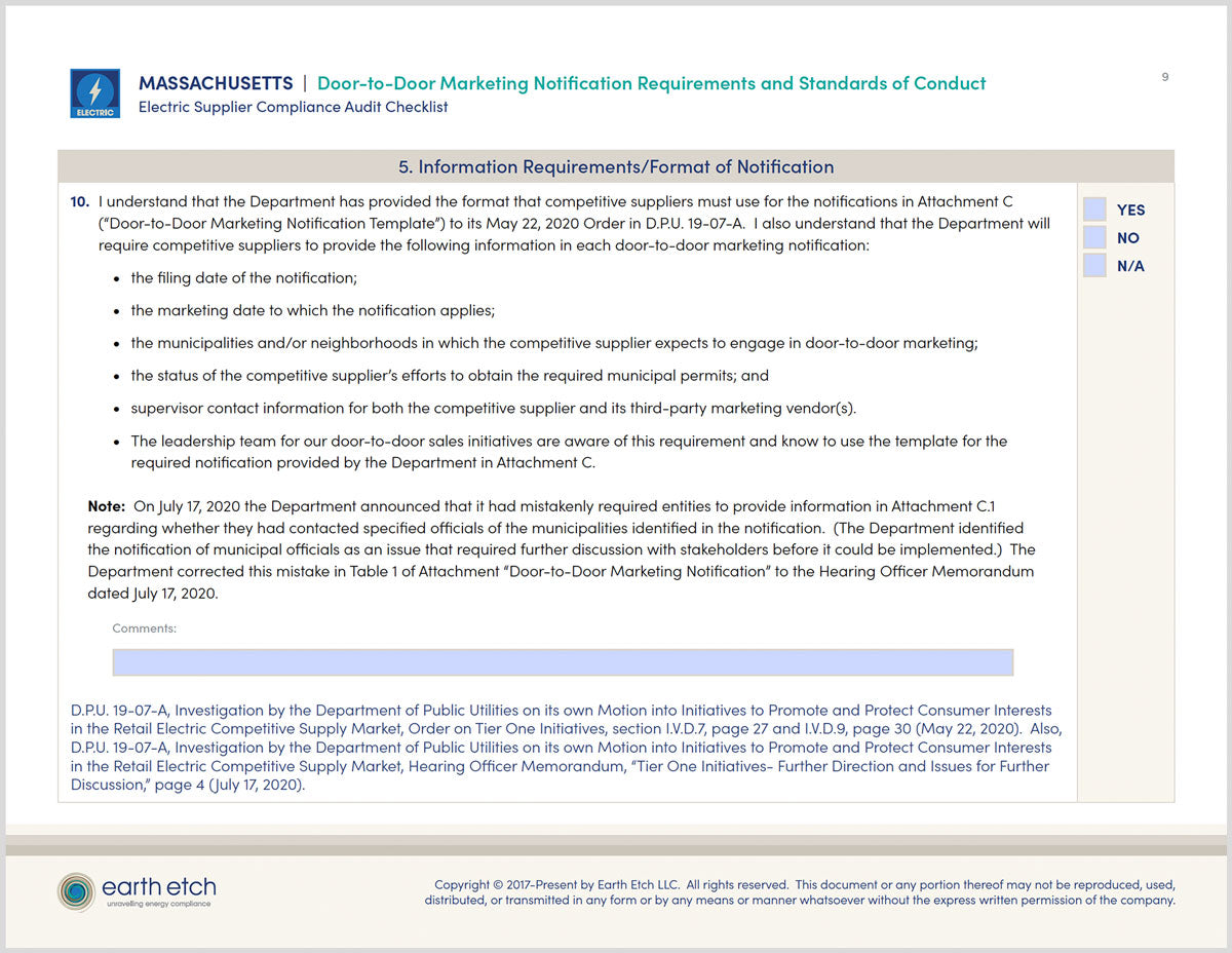 Massachusetts Compliance Audit Checklist BUNDLE (Electric) – Earth Etch