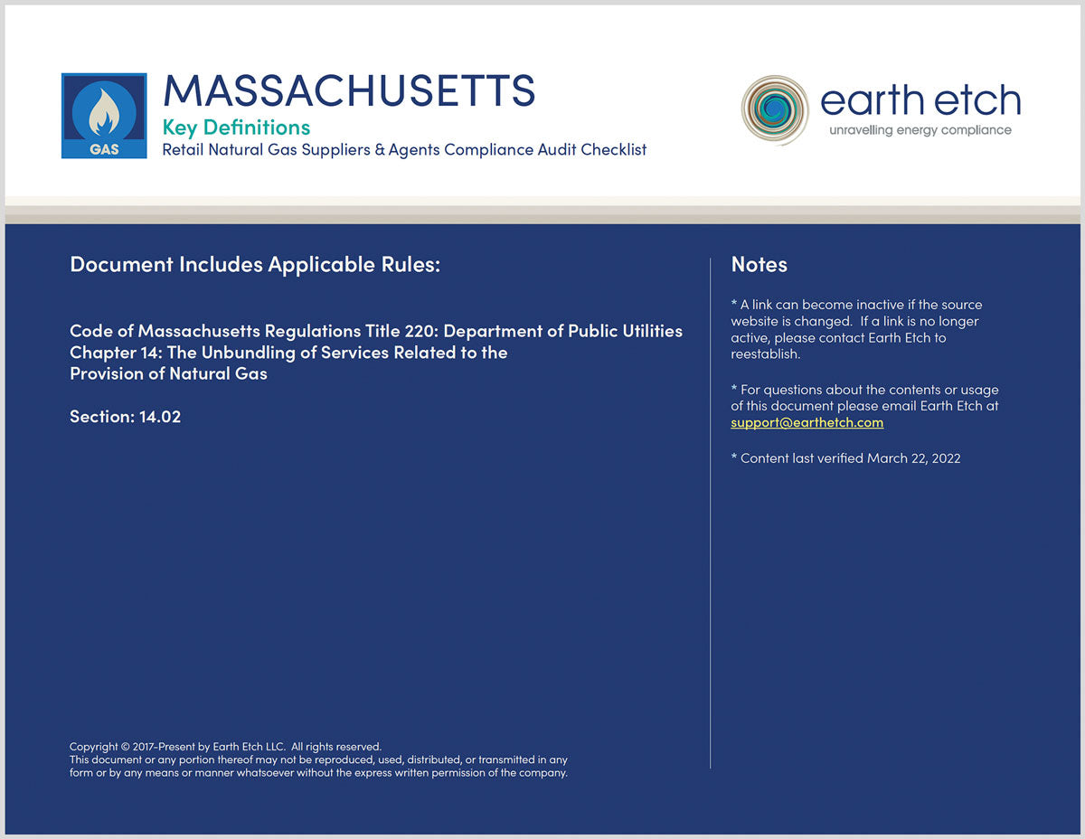 Massachusetts Compliance Audit Checklist BUNDLE (Gas) – Earth Etch