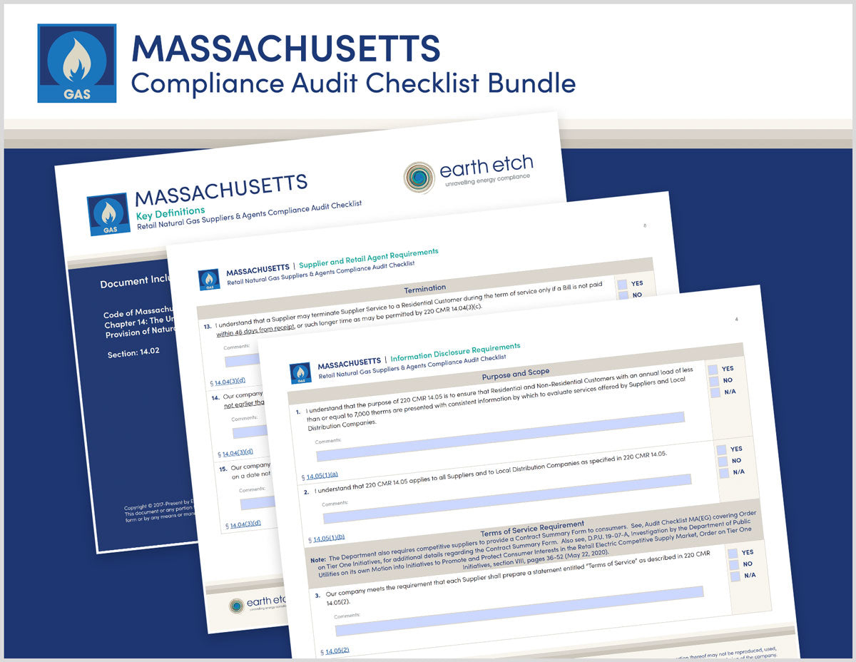 Massachusetts Compliance Audit Checklist BUNDLE (Gas) – Earth Etch