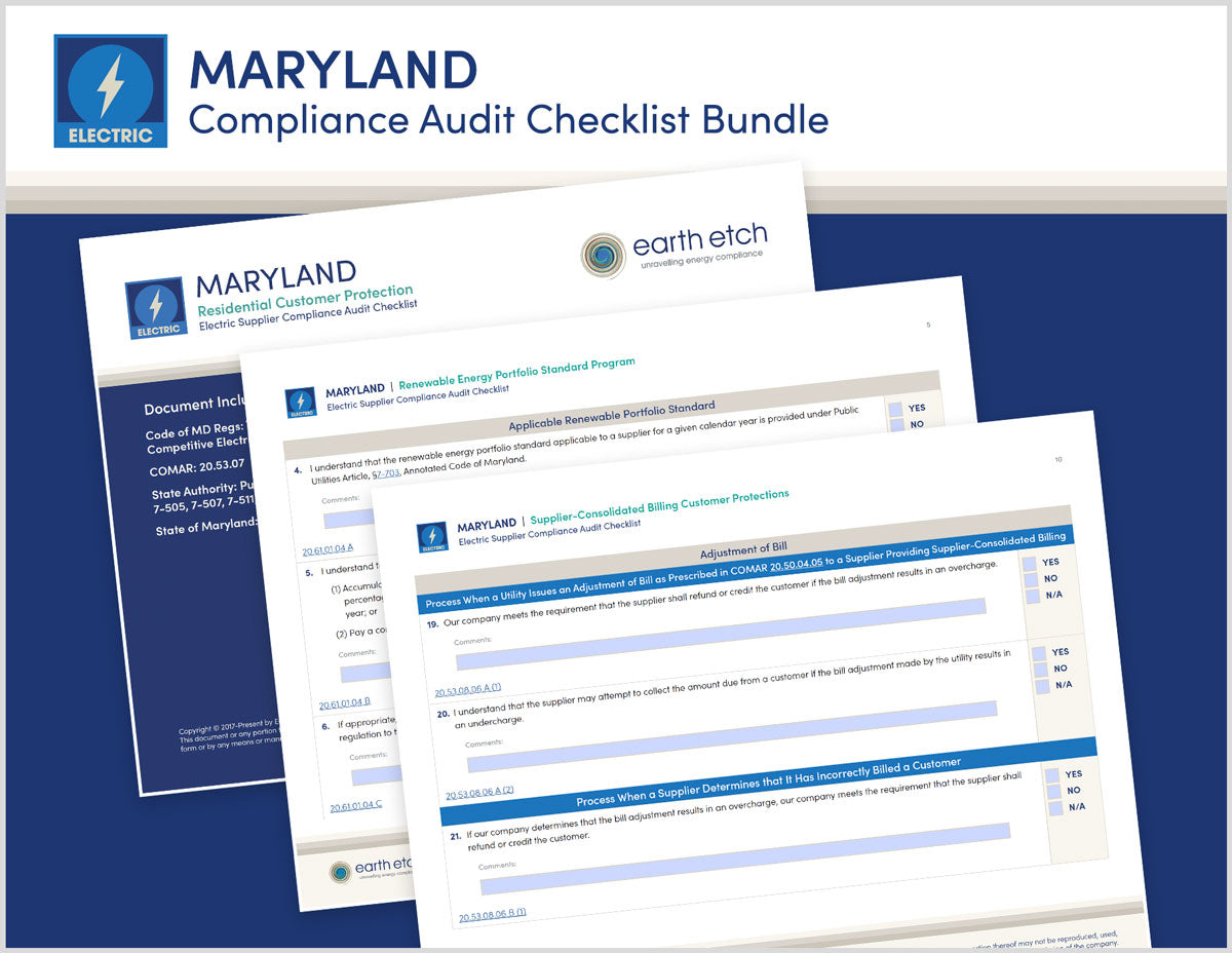 Maryland Compliance Audit Checklist BUNDLE (Electric) – Earth Etch