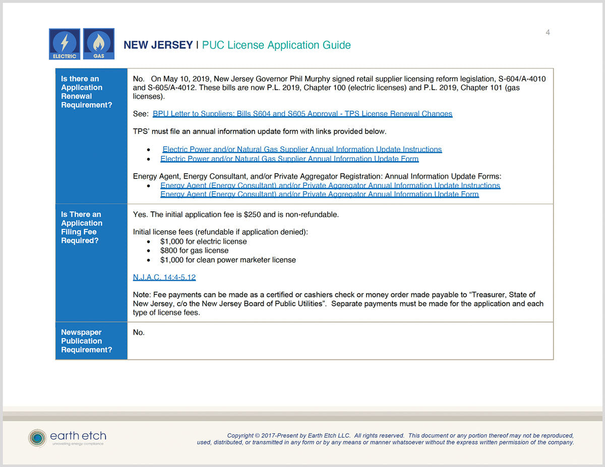 New Jersey PUC License Application Guide (Electric & Gas) – Earth Etch