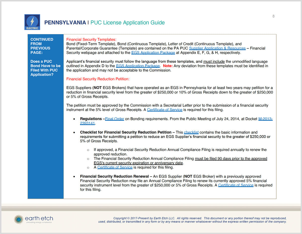 Pennsylvania PUC License Application Guide (Electric) – Earth Etch