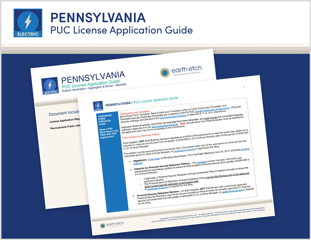 Pennsylvania PUC License Application Guide (Electric) – Earth Etch