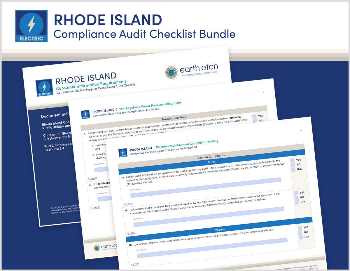 Rhode Island Compliance Audit Checklist BUNDLE (Electric) – Earth Etch