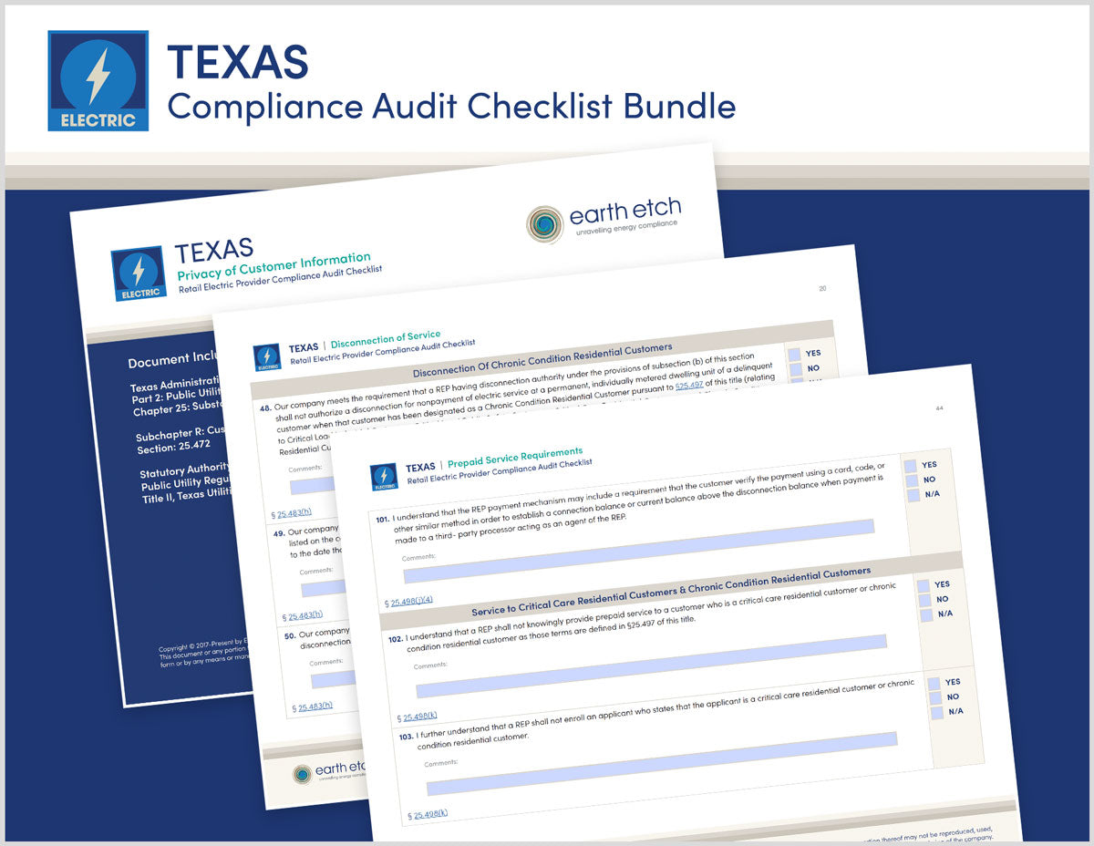 Texas Compliance Audit Checklist BUNDLE (Electric) – Earth Etch